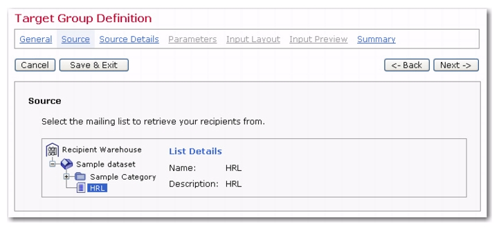 Hosted Recipient List Target Groups